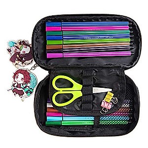 Anime Demon Slayer Pencil Case,Kids Durable Japanese Character Poster Pencil Holder,Classic Pencil Organizer for College Office School Supplies(B)
