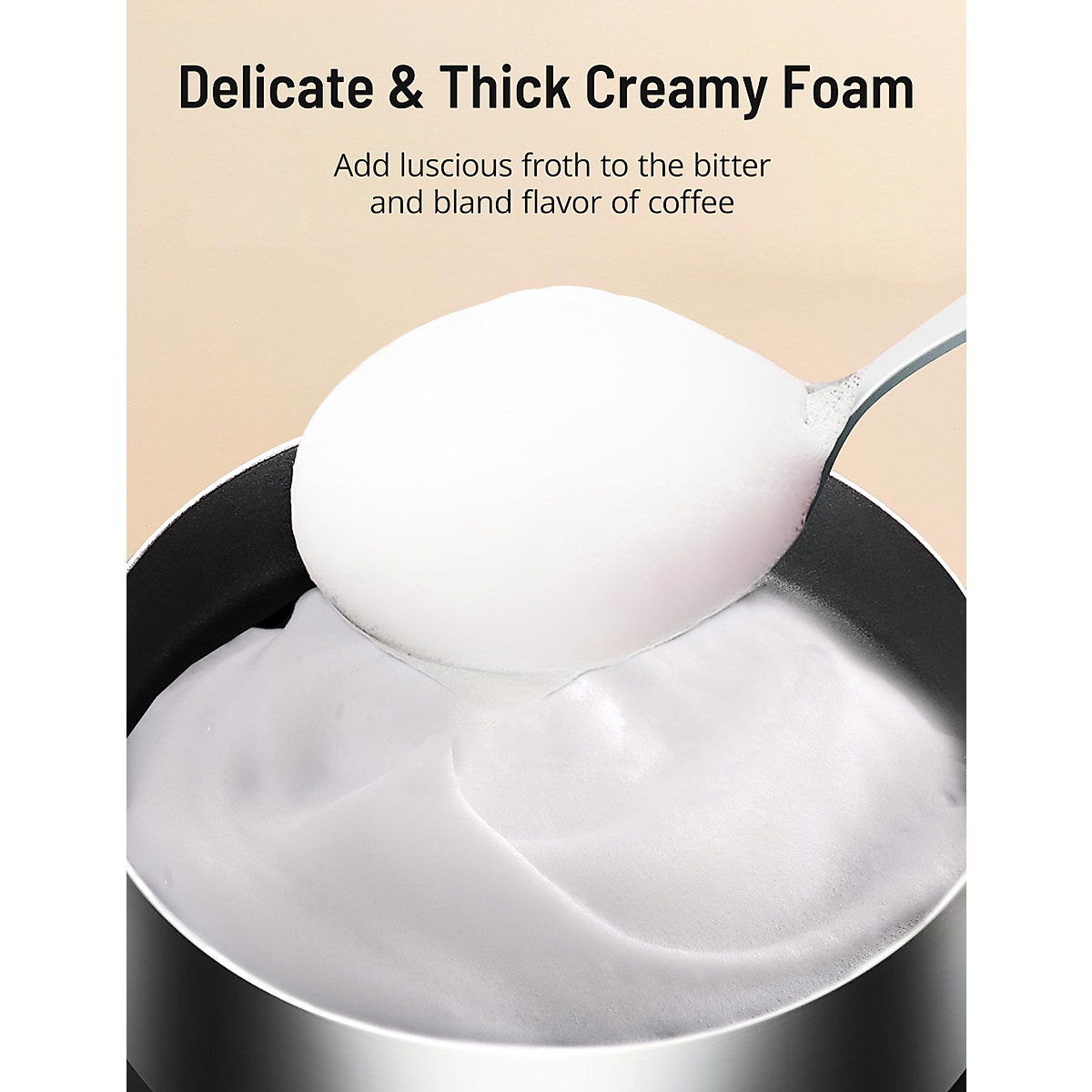 KLEAH 4 in 1 Milk Frother and Steamer, Non-Slip Design, Stainless Steel, Silent Operation Hot & Cold Milk Steamer, Auto Shut-Off Frother for Latte, Coffee, Cappuccino, Macchiato, Easy Cleaning, 240ml