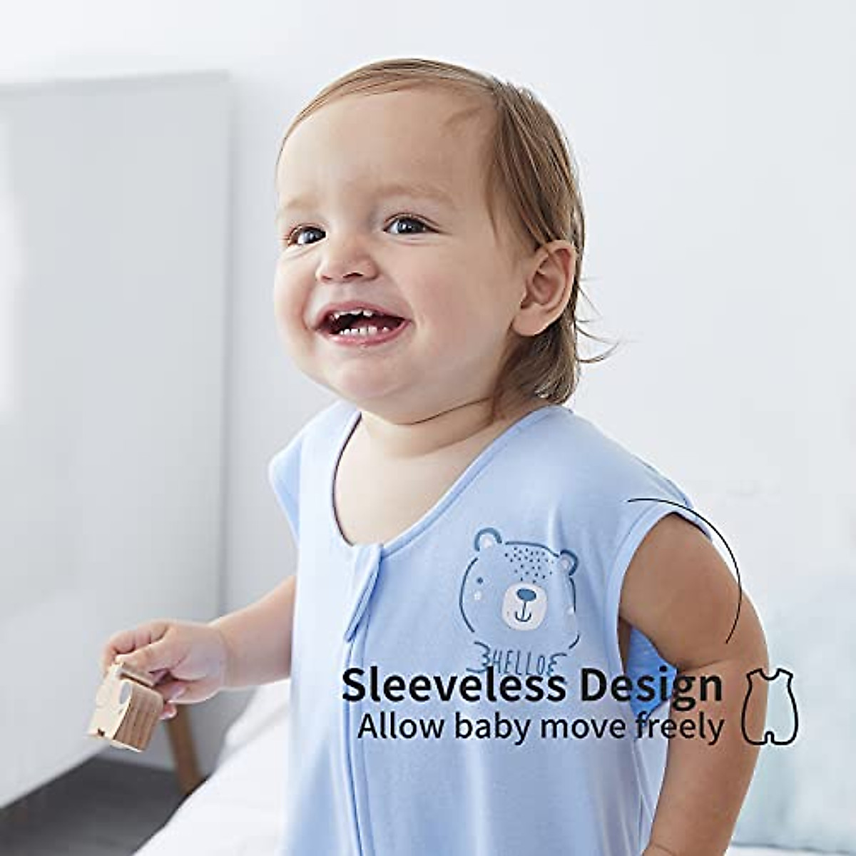 Duomiaomiao Baby Sleep Sack, Cotton Toddler Sleeping Bag, Sleeveless Wearable Blanket Baby 1 Pack, 0.5 Tog Swaddle Transition Sleep Bag Sack, Blue