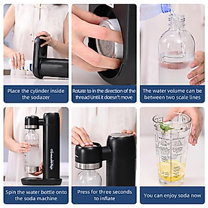 AmazWhip sparkling water maker, paired with CO2 gas canisters and 1L water bottles for Household soda water (Black+ 2 caniters)
