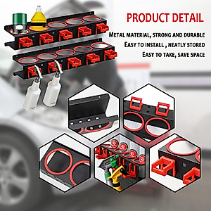 HMRCYTE Wall Mounted Spray Bottle Holder, 2 Pack Spray Can Holder, Spray Bottle Storage Rack, Garage Bottle Organizer with Car Cleaning Brush Kit, Aerosol Can Organizer for Garage Car Beauty Accessory