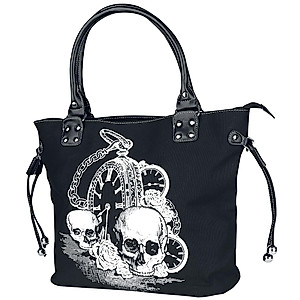 Lost Queen Women's Watch Skull Rose Shoulder Bag | Back in Black Handbag Purse