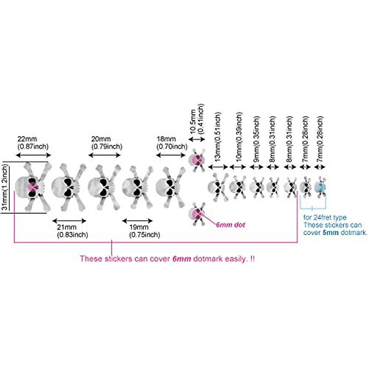 Jockomo Skull/Avalon RED Guitar Inlay Sticker