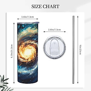Tangopi Space Cloud Galaxy 20 oz Tumbler with Lid and Straw Insulated Travel Coffee Mug Reusable Spill Proof Coffee Cups Stainless Steel Water Bottle for Hot and Cold Drinks