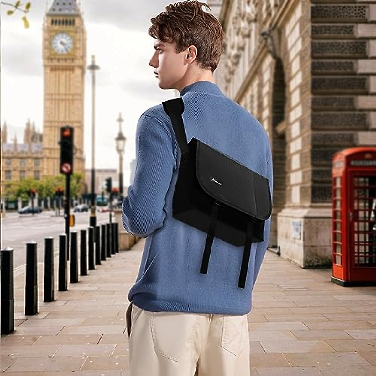 SIMTOP Messenger Bag iPad Bag Crossbody Bag Shoulder Messenger Bag Durable Crossbody Shoulder Bag for Commuters and Travelers Water Resistant Scratch and Wear Eesistance Versatile YKK Zipper. (Black)