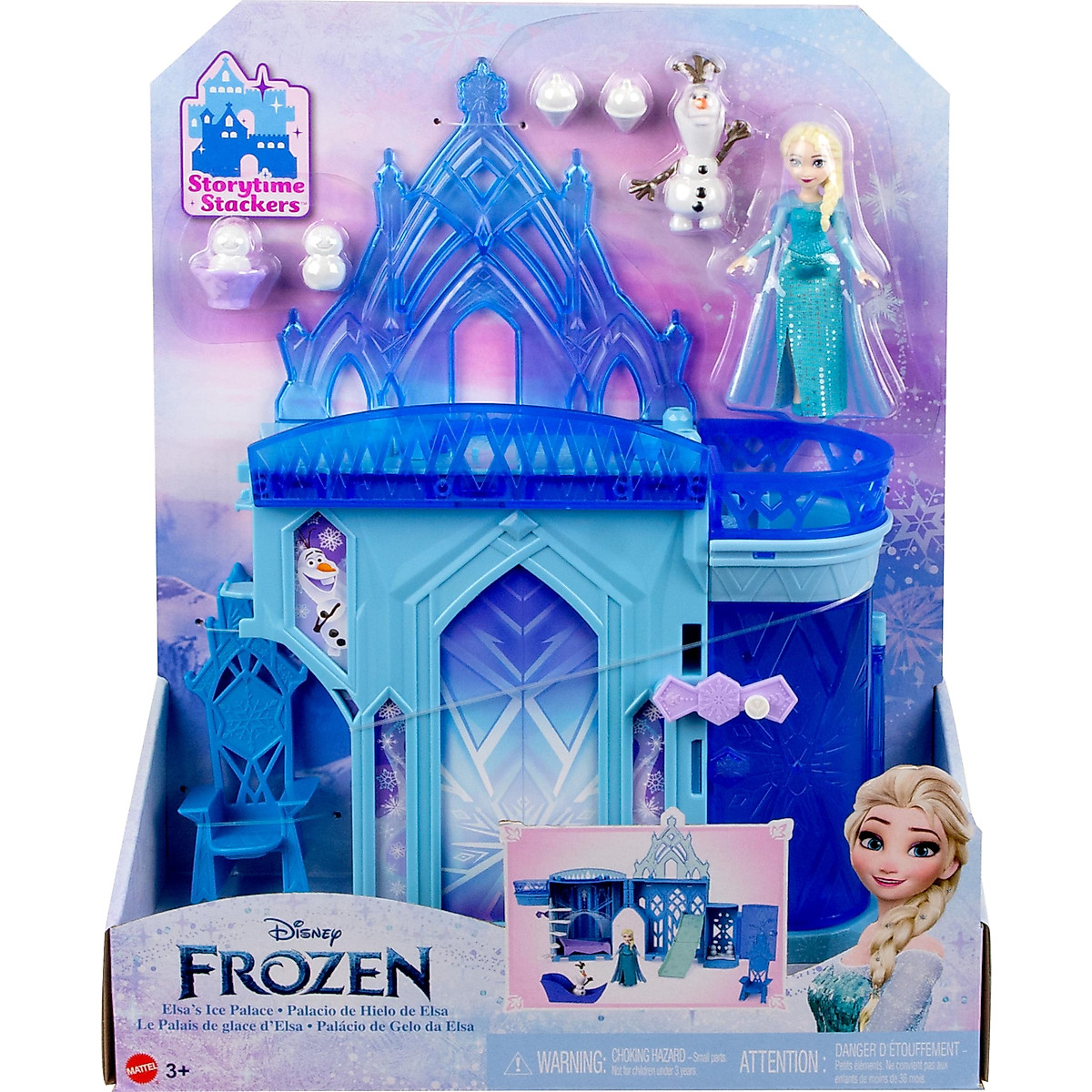 Mattel Disney Frozen Toys, Elsa Ice Palace Storytime Stackers, Castle Doll House Playset with Small Doll & 8 Accessories