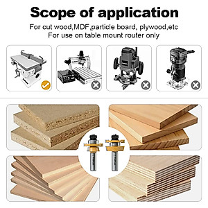 Fivepears Shaker Rail and Stile Router Bits Set 1/2 Inch Shank, 3/8 Inch Cutting Depth, Up to 7/8 Inch Stock, Shaker Style Router Bit for Making Kitchen Cabinet Door Wood Flooring Raise Panel.