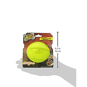 Nerf Dog Rubber Ball Dog Toy with Squeaker, Lightweight, Durable and Water Resistant, 4 Inch Diameter for Medium/Large Breeds, Single Unit, Green
