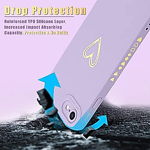 Teageo for iPhone SE 2022/ 2020, iPhone 7/ 8 Case for Women Girls, Cute Luxury Heart [Soft Anti-Scratch Full Camera Lens Protective Cover] Silicone Girly Shockproof Phone Case-Purple