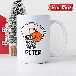 Kids Personalized Basketball Mug, Custom Basketball Sport Coffee Mug With Child's Name, Child's Basketball Cups, Basketball Ceramic Mugs For Kids, Customized Kids Basketball Coffee Cups 11oz 15oz