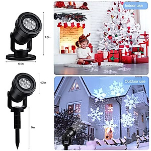 Christmas Projector Lights Outdoor, Led Snowflake Projector Lights Waterproof Plug in Moving Effect Wall Mountable Snowfall Lights for Christmas Holiday New Year Indoor Home Party Decoration Show