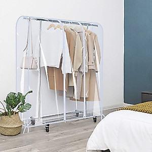 SIWUTIAO Garment Rack Cover,5Ft Transparent PEVA Clothing Rack COVER ONLY, Clear Clothes dustproof Waterproof Cover