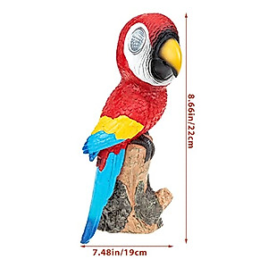 Operitacx Parrot Garden Statue Solar Light Resin Parrot Figurine Animal Sculpture Landscape Lamp for Indoor Outdoor Patio Yard Lawn Decor