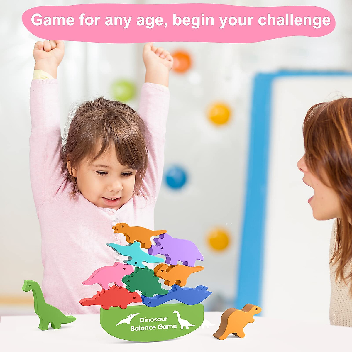 FRONOR Toys for 3-7 Year Old Boys Girls, Dinosaur Building Wooden Blocks STEM Montessori Educational Stacking Toys Birthday Toys Gifts for 3 4 5 6 7 Year Old Girls Gifts (Green)