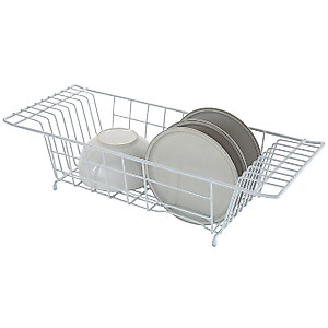 Kitchen Details Sink Dish Drainer Drying Rack, for Countertop, Space Saving, in White