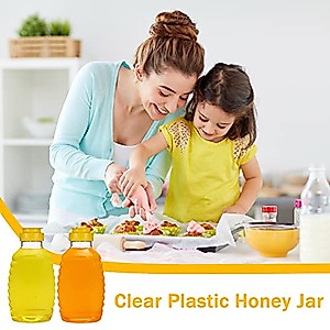 8 Pcs 16 Oz Plastic Honey Jar,Clear Plastic Squeeze Honey Bottles,Empty Squeeze Honey Bottle Container Holder with Flip Lid for Easy Storing and Dispensing