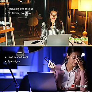 Neporal Amber Light Bulbs, 9W 60W Equivalent A19 Soft Light Bulbs, Blue Light Blocking Warm Light Bulbs, 1800K Amber Night Light Bulbs, Dim Light Bulbs for Healthy Sleep and Baby Nursery Light (3)