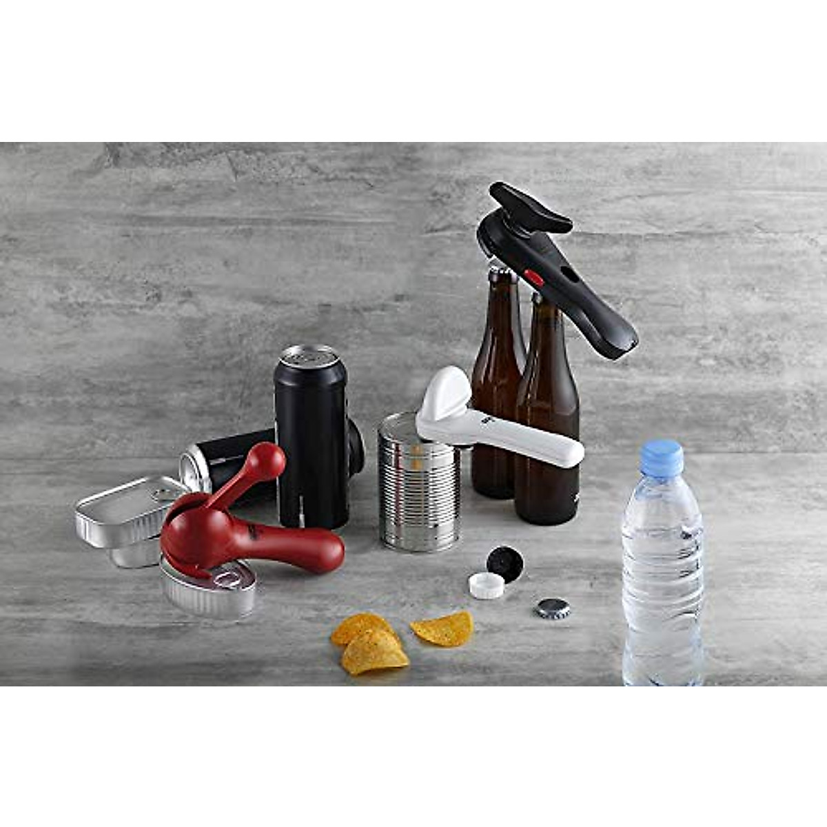 Kuhn Rikon Auto Safety Master Opener for Cans, Bottles and Jars, 9 x 2.75 inches, Red