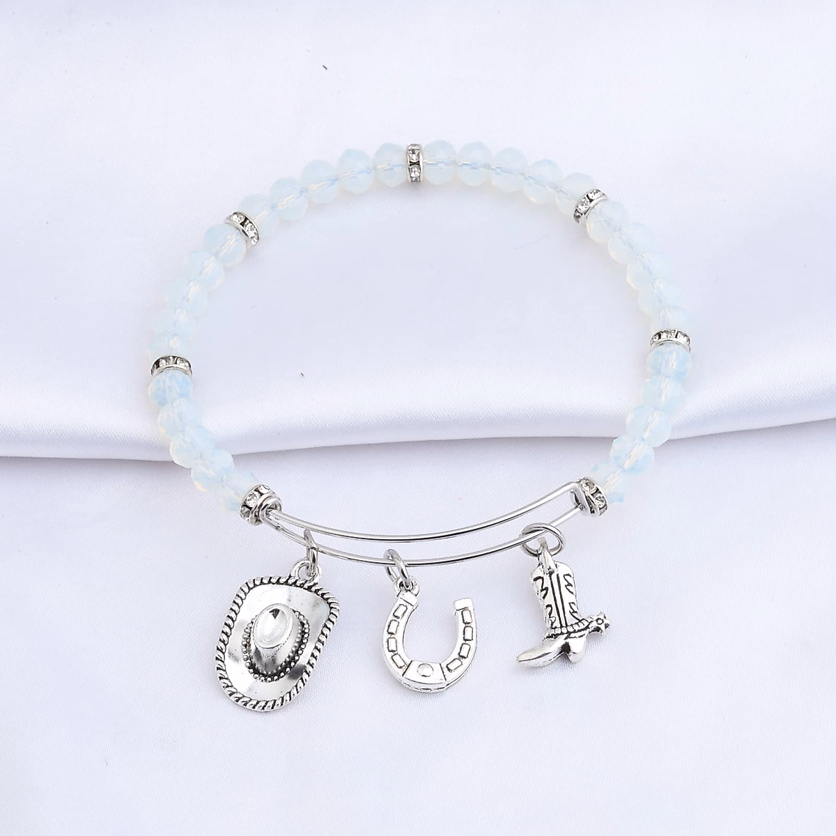 FEELMEM Cowl Jewelry Equestrian Bracelet l Western Jewelry Horses Horseshoe Charm Bracelet Horse Lover Gift (Cowl Bracelet)