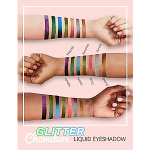 HANLADY Chameleon Eyeshadow Liquid Glitter Eye Makeup, Glitter Eyeshadow Intense Color Shifting Long Lasting with No Creasing, Quicky Dry & High Pigmented Shimmer Eye Shadow, 3+6