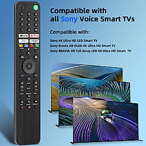 Gvirtue Voice Remote Control RMF-TX520U for Sony TV, Replacement for Sony Bravia OLED LED 4K 8K UHD Smart Google TV, with YouTube, Netflix, Disney+, Prime Video Buttons (6.0 Version)
