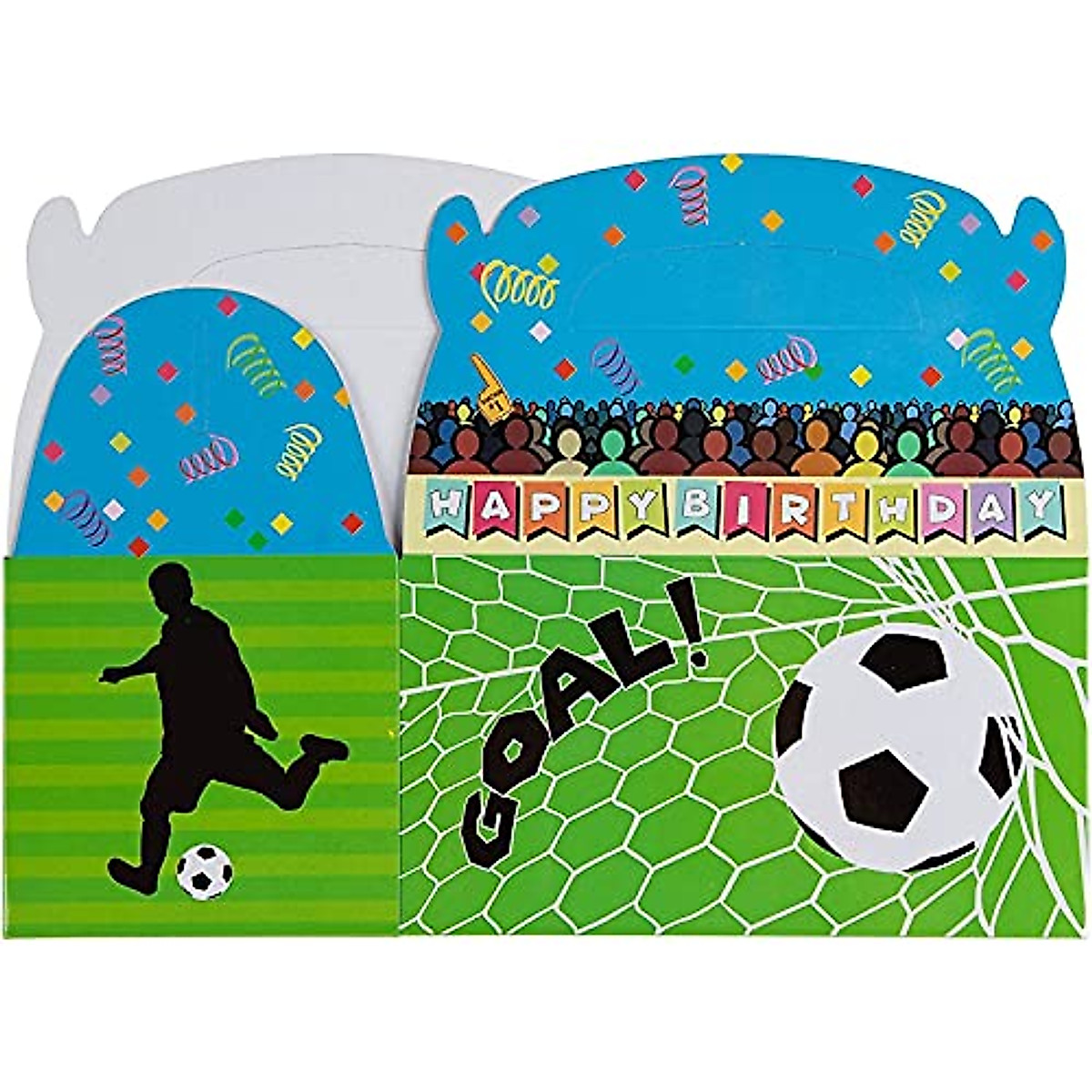 BLUE PANDA Treat Boxes - 24-Pack Paper Party Favor Boxes, Soccer Design Goodie Boxes for Birthdays and Events, 2 Dozen Party Gable Boxes, 6 x 3.3 x 3.6 inches
