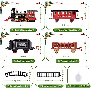 Shemira Christmas Train Set, Train Toys for Boys Girls,Toy Train with Light Smoke and Sound,Steam Train Set for Around Christmas Tree,Christmas Train Toys Gifts for 3 4 5 6 7 8+ Year Old Kids