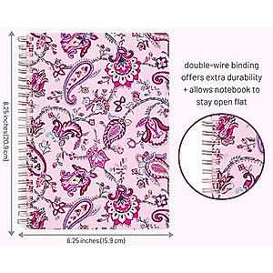 Vera Bradley Mini Spiral Notebook, College Ruled Paper, 8.25" x 6.25" with Pocket and 160 Lined Pages, Felicity Paisley Pink