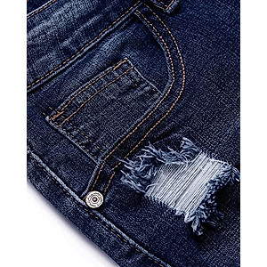 Utyful High Waisted Skinny Capri Jeans for Women Ripped Jean Capris Denim Pants Cobalt Night Blue Large