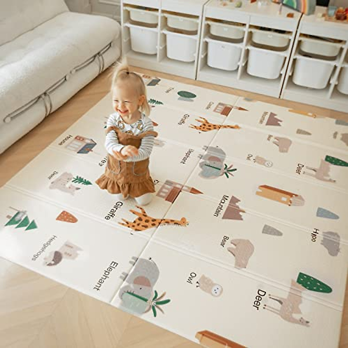 Baby Play Mat, Extra Large Foldable Play Mat for Baby 79" x 71" Reversible Waterproof Tear Proof Baby Floor Mat Foam Playmat Non Toxic Portable Tummy Time Mat with Travel Bag, Indoor Outdoor Use
