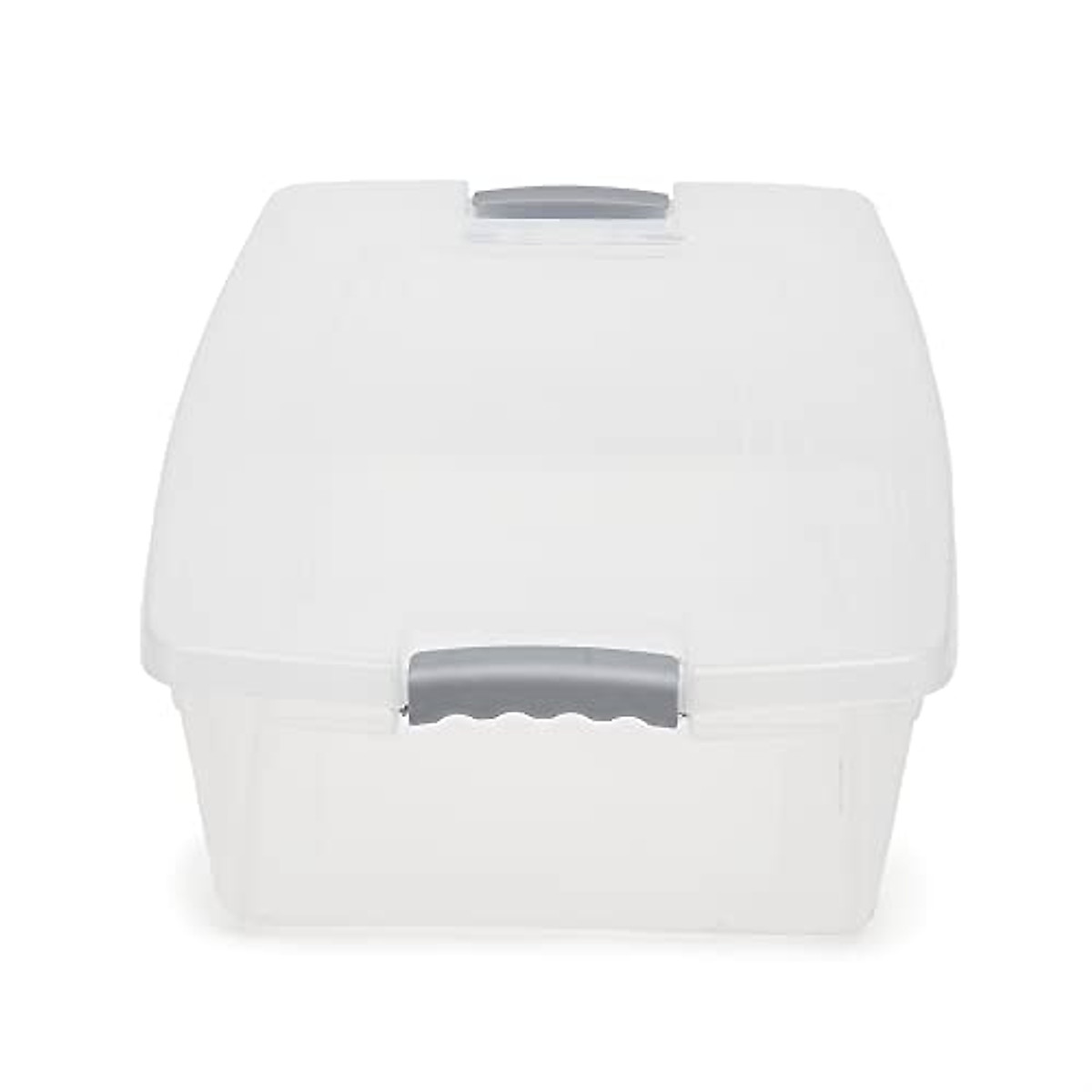 Home Basics Plastic Storage Box With Handle, Clear | Locking Tabs | Stackable Storage | Easily See Contents (30 Liter Rectangle)