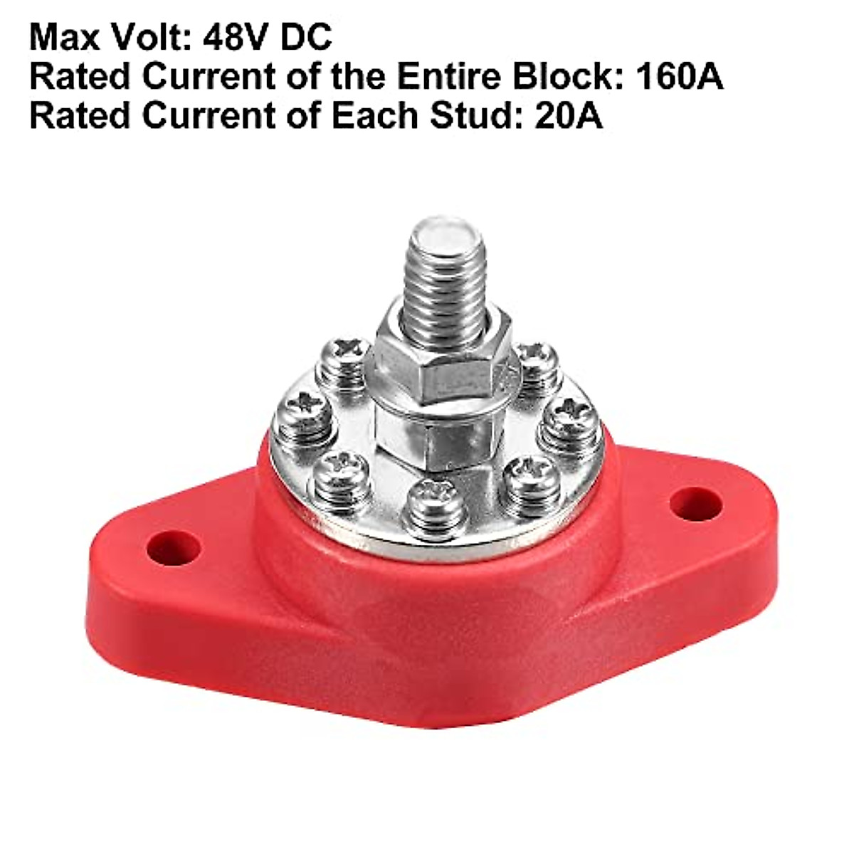 X AUTOHAUX 1 Set 3/8" Power Distribution Block 8 Point Bus Bar 18 Screws Terminal Block with Cover for Boat Car Marine Battery Junction Block Plastic Metal Red
