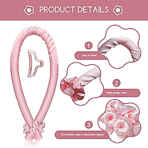 Heatless Hair Curlers For Long Hair, No Heat Hair Curlers Spiral Silk Curlers Hair Rollers, Heatless Curling Rod Headband, DIY Hair Styling Tools for Long Hair To Sleep In Overnight, 39.4 Inch (Pink)