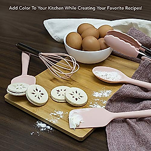 Country Kitchen Set of Five Pink and Gunmetal Silicone MINI Kitchen Utensil Set