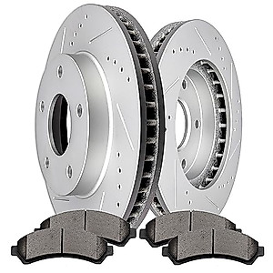 cciyu Front Brake Kits - 2 Brake Rotors & 4 Ceramic Pads fit 1997-2005 for Chevrolet Blazer for GMC Jimmy 1998-2004 for GMC Sonoma 1998-2000 for Isuzu Hombre 1997-2001 for Oldsmobile Bravada