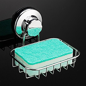 SANNO Suction Cup Soap Dish Holder Deep Bathroom Basket Shower Caddy