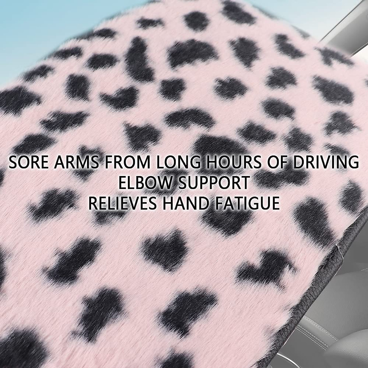 NHHC Fluffy Car Armrest Cover,Center Console Cover for Car Decoration,Warm and Comfortable Car Interior Accessories Suitable for Most Cars, Trucks, SUV (Pink)