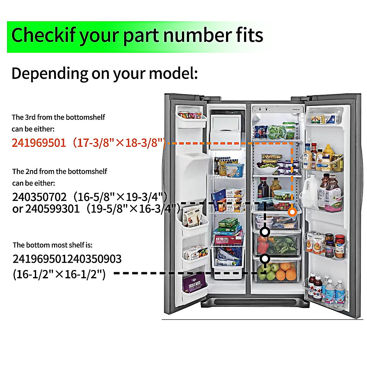 New Updated 241969501 Crisper Pan Cover,Shelf Frame without Glass Refrigerator For Frigidaire Refrigerator 17-3/8" x 18-3/8" Replace# AP4433007,1512992,PS2363832