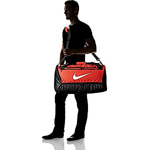Nike Brasilia Training Medium Duffle Bag, Durable Nike Duffle Bag for Women & Men with Adjustable Strap, University Red/Black/White