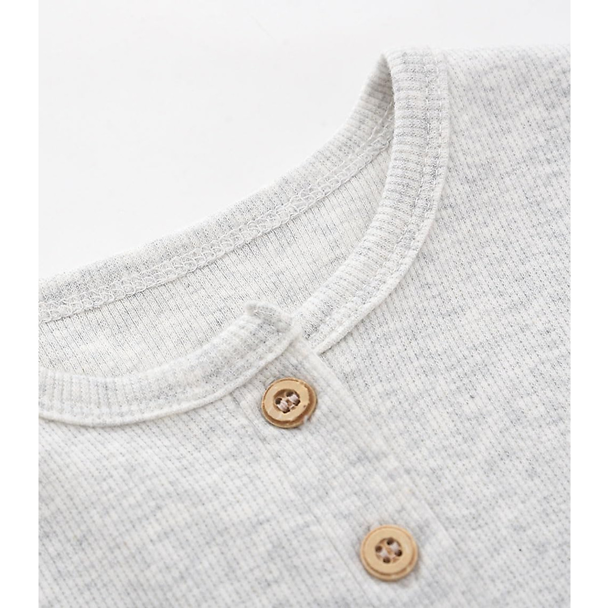 Enfants Chéris Toddler Long Sleeve Henley Boys Girls Ribbed Shirt Light Grey 3T