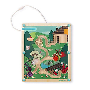 Janod - Wooden Forest Magnetic Ball Labyrinth - Develops Fine Motor Skills and Concentration - Dimensions: 8,3 inch X 9.8 inch - Fsc-Certified - Suitable for Ages 2 and Up, J05311