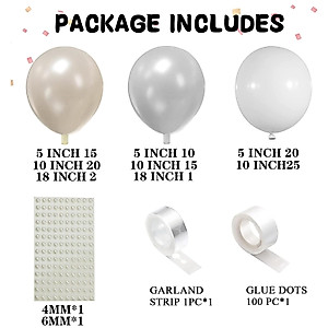 Pearl White Balloon Garland Arch Kit 112pcs Pearl Sand White Double-Stuffed Balloons Arch With Pearl Stickers For Bridal Shower Wedding Birthday Baby Shower Anniversary Decorations(Sand White)
