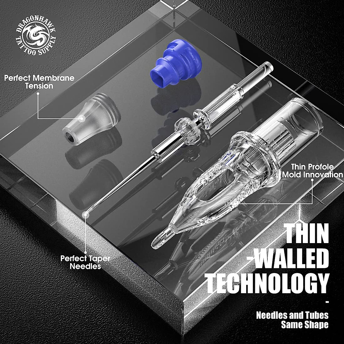 Dragonhawk 20Pcs Extreme Cartridges Disposable Tattoo Needle Standard 7 Round Liner (7RL)