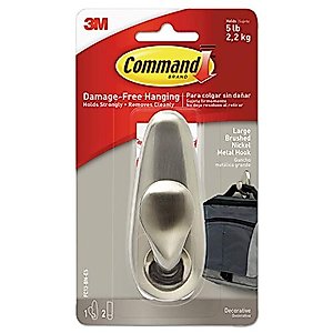 Command FC13-BN FBA_FC13-BN Forever Classic Metal, Large, Brushed Nickel, 1-Hook (FC13-BN-ES)