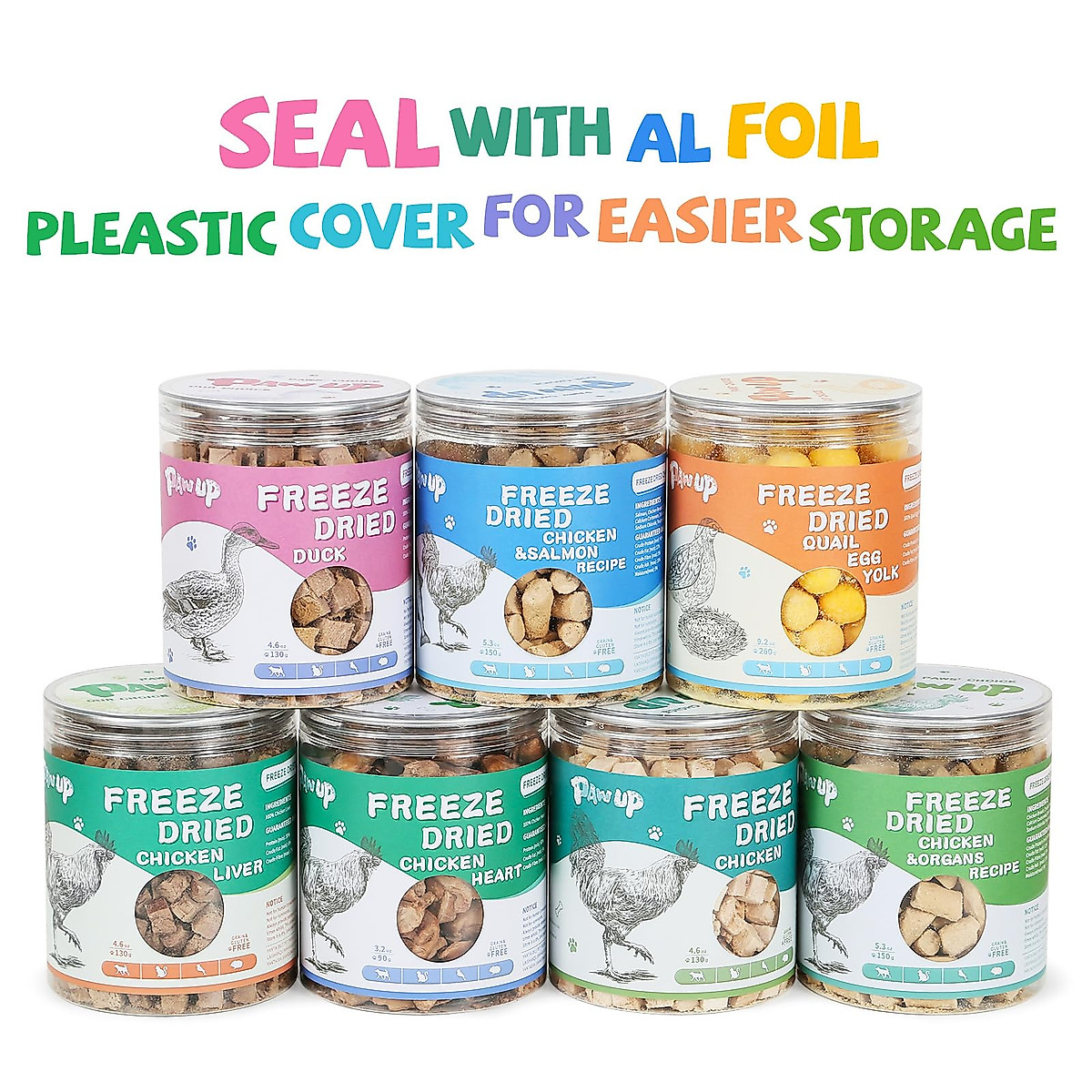 PAWUP Freeze Dried Chicken Liver Pet Treats, High Protein Freeze-Dried Pet Food for Dogs, Cats, Fresh Ingredient Snacks, 4.6 oz, Rawhide Free&Grain Free