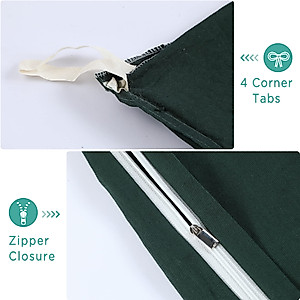 ATsense Duvet Cover Queen Size, 100% Cotton Linen Feel Super Soft Comfortable, 3-Piece Dark Green Duvet Cover Bedding Set, Durable and Easy Care, Simple Style Farmhouse Comforter Cover