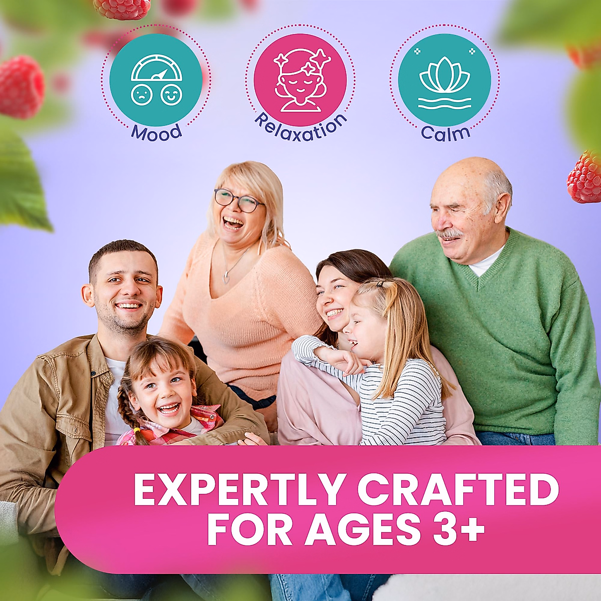 Sugar Free Magnesium Gummies - Calming Anti-Stress Gummies, Magnesium Supplement to Support Stress Relief, Sleep, Heart Health, Nerves, Muscles and Bones, Kids, Adults, Vegan, High Absorption, Non-GMO