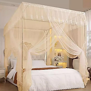 VELSKUD Canopy Bed Frame, Thicken Stainless Steel Bed Canopy Frame, Bed Post Poles 4 Corner Canopy for Metal Bed Mosquito Bed Poles Canopy Frame