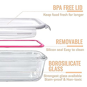 FILTA 4 Pack Glass Food Storage Containers with Lids: Glass Meal Prep Containers For Lunch,Leftover,Dishwasher Safe