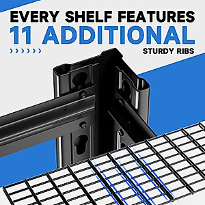 CYNNDA 4-Tier 40" W x 19.7" D x 60" H Garage Shelf Heavy Duty Metal Garage Shelving Load 2200LBS Utility Shelves Industrial Rack Adjustable Shelves for Garages Basement Storage Shelves (Black)